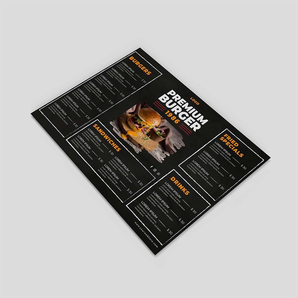 Order high quality A3 Menu Cards Online | Banners Village UK